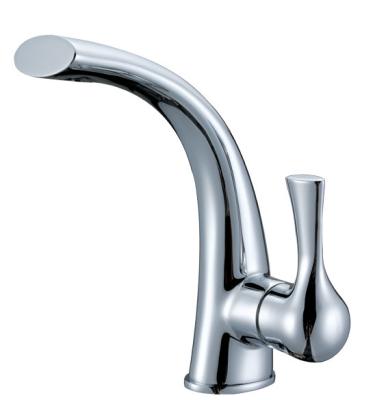 China Ceramic Single Lever Kitchen Faucet / Brass Deck Mounted Faucet Tap with One Handle for sale