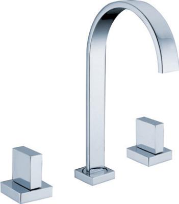 China Two Handle Chrome Kitchen Sink Water Faucet with 3 Hole , Deck Mounted for sale