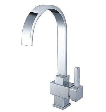 China Contemporary Solid Brass Kitchen Sink Water Faucet with Square Single Handle for sale