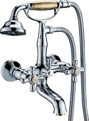 China Classic Wall Mounted Bathtub Mixer Taps / Hot Cold Two Handle Brass Faucet for sale