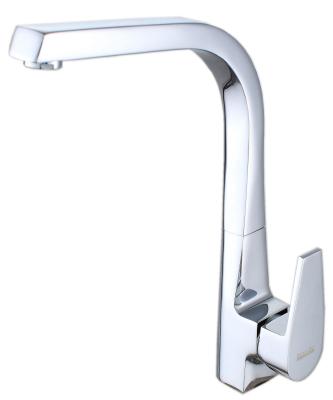 China Square Polished Chrome Kitchen Sink Water Faucet Mixer Taps with Single Handle for sale