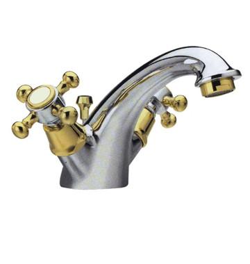 China Golden color handle and spout Brass Basin Faucet With POP-UP for sale