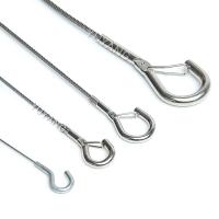 China Stainless Steel Safety Wire Rope Sling Lanyard with Double Snap Hook Ends for sale