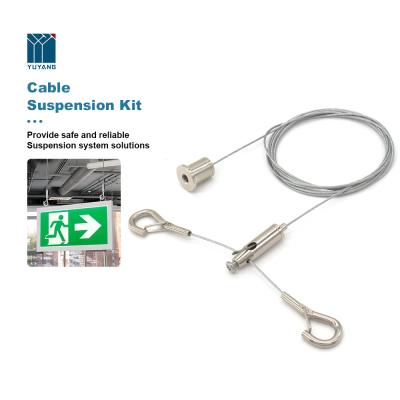 China Adjustable Cross Cable Suspension Kit with Double Hanging Hook Lights Picture Billboards Sign Y Hanging Wire Kit for sale