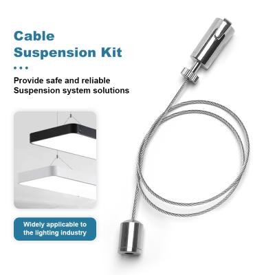 China LED Panel Light Cable Suspension Kit Light Fixture Suspension Cable Gripper High Quality Steel Cable Hanging Wire Kit for sale