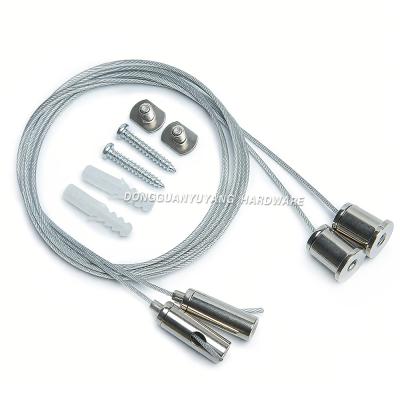 China Steel Wire Ceiling Hanging Kit for Hanging Lighting Fixtures Ceiling Fixing Mount with Cable Gripper Cable Suspension Kit for sale