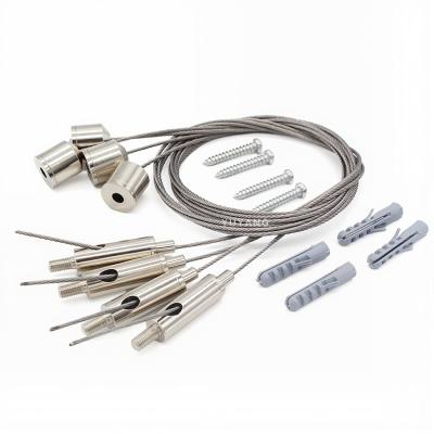 China Wholesale Adjustable Ceiling Hanging Kit Steel Wire Cable Suspension Set Suitable for Hanging Lamps, Billboards, Panels, Etc. for sale