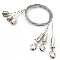 China Cable Suspension System Adjustable Brass Hook Cable with Stainless Steel Wire Rope Clip Ceiling Hanging Kit for sale