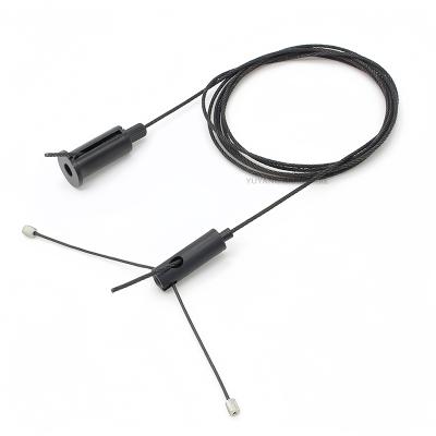 China Custom Black Wire Rope Suspension Kit Adjustable Ceiling Hanging Cable Kit for Lamp Panel for sale
