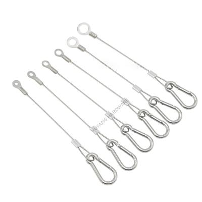 China Stainless Steel Cable Loop with Carabiner Wire Rope Assembly Eyelet Terminal Wire Rope Slings for sale