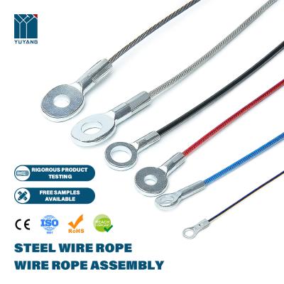 China PVC Coated Galvanized Steel Wire Cable with Swaged End and Ring Eye Wire Rope Eye Terminals Wire Rope Assembly for sale