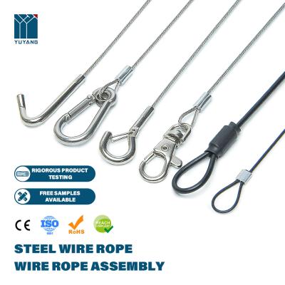 China Nylon Coated Wire Rope Assembly With Metal Eyelet Terminals Loop Eye Splice Custom Steel Wire Rope Fittings for sale