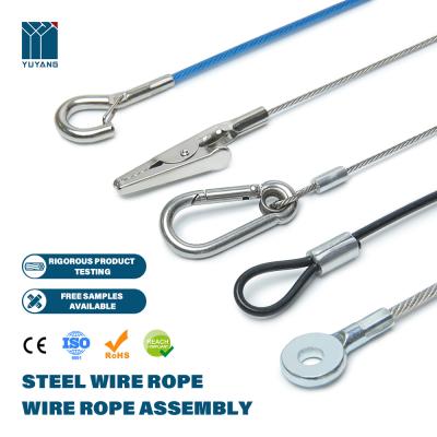 China Wholesale Plastic Coated Steel Wire Rope Safety Steel Wire Cable with Multi Terminals Wire Rope Assembly for sale