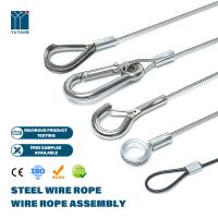 China Galvanized Custom Steel Wire Rope Assembly with Eyelet Hooks Carabiners Terminals-AiSi Standard 1-6mm Diameter 1*19 Construction for sale