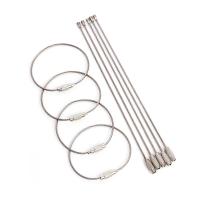 China Customized colored Stainless Steel Cable Key Ring Loop Wire Holder Cable Loop Screw Lock Rope Wire Key Chains for sale