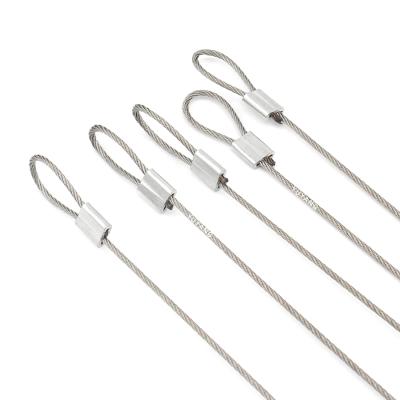 China Loop Safety Rope Stainless Steel Galvanized Wire Rope Cable With Eyelet Stainless Clip Hook Carabiner and Loop End Safety Cable for sale