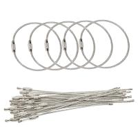 China Stainless Steel Cable Key Ring Colorful-Coated Cable Loop with Screw Lock Welded and Cut Rope Wire Key Chains AISI Standard for sale
