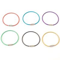 China Stainless Steel Cable Key Ring Colorful-Coated Cable Loop with Screw Lock Welded and Cut Rope Wire Key Chains AISI Standard for sale