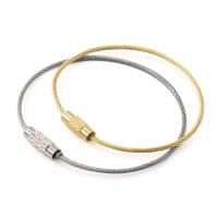 China Stainless Steel Cable Key Ring Silver Gold Wire Loop Key Chains Safety Cable Hanging Luggage Tag Accessories AiSi Welding for sale