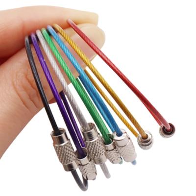 China PVC Coated Stainless Steel Loop Cable for Luggage Tag Key Rings Wire Key Chain Cable Key Ring Chain for Tag Keeper for sale