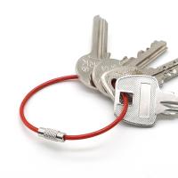 China Custom Stainless Steel Wire Rope Ring with PVC Coated  Key Rings Luggage Tag Wire Loop for sale