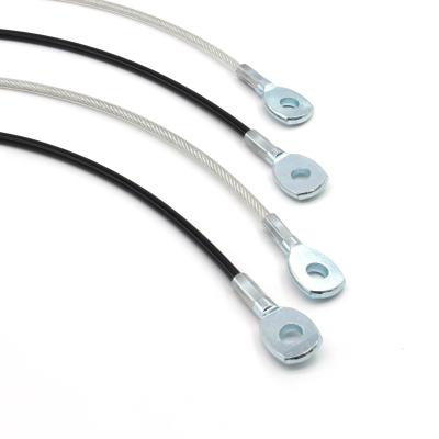 China Double Tension Stamped Eyelets Steel Wire Rope Sling Aircraft Safety Cable Lanyard for sale