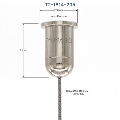 China Adjustable Brass Cable Clip Metal Wire Rope Suspended Ceiling Mounted Attachment for Lighting Nickel/Chrome/White/Black for sale