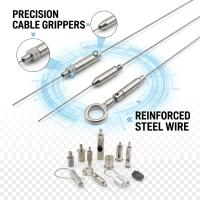 China Stainless Steel Cable Looping Gripper 1.5mm Wire Rope Dual Loop Suspension Hanging Kit for Lighting HVAC Systems for sale