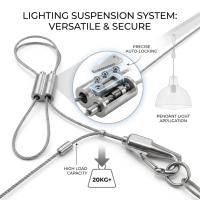 China 30*30mm Dual Loop Cable Gripper 7x7 Wire Rope 3.0mm Self Locking Looping Gripper LED Lighting Suspension Kit for sale