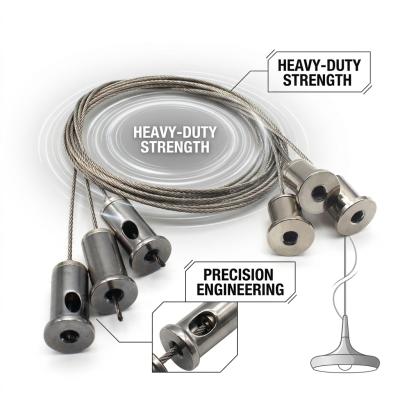 China Linear Light Hanging Kit 1.5m Steel Cable Suspension Set Ceiling Canopy for LED Linear Batten Pendant Lights for sale