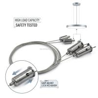 China Adjustable Stainless Steel Suspension Cable Kit 2.0mm Wire Rope Gripper System for Chandelier Ceiling Light Fixtures for sale