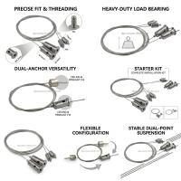 China Aircraft Wire Rope Hanging Kit 1.5mm 304 Stainless Steel Cable Gripper System for Linear LED Lighting Suspension for sale