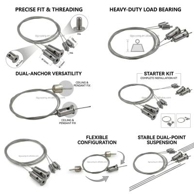 China Aircraft Wire Rope Hanging Kit 1.5mm 304 Stainless Steel Cable Gripper System for Linear LED Lighting Suspension for sale