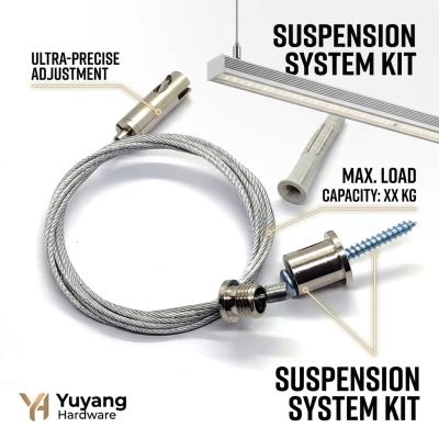 China Heavy Duty Suspension Cable Gripper 150kg Steel Alloy Anti-Drop Lock Industrial Ceiling Hanging Kit Set for sale
