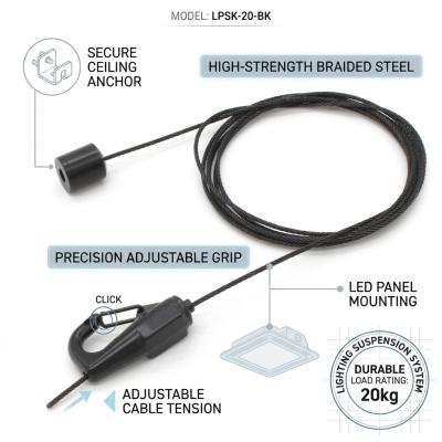 China LED Lighting Suspension Cable Gripper Kit 120kg Alloy Steel Tool-Free Pendant Light Ceiling Hanging Set for sale