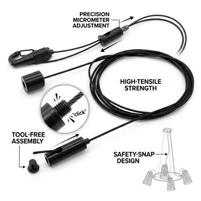 China Chandelier Suspension Cable Gripper Kit 180kg Alloy Steel Anti-Tilt Leveling Decorative Ceiling Hanging Set for sale