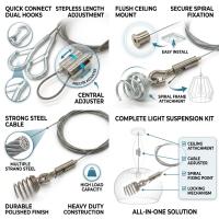 China Chandelier Suspension Cable Gripper Kit 180kg Alloy Steel Anti-Tilt Leveling Decorative Ceiling Hanging Set for sale