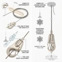 China HVAC Duct Suspension Cable Gripper Kit 120kg Galvanized Steel Vibration Resistant Ventilation Ductwork Hanging Set for sale