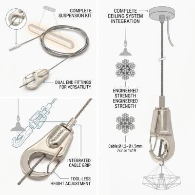China HVAC Duct Suspension Cable Gripper Kit 120kg Galvanized Steel Vibration Resistant Ventilation Ductwork Hanging Set for sale