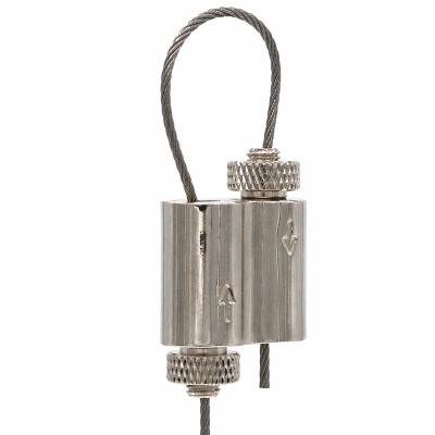 China Looping Grippers for Signage & Display Wire Hanging Hardware Cable Looping Gripper 1.0-1.5mm 30kg / 66lbs Polished Brass Closed Loop Wire Rope Clamp for sale