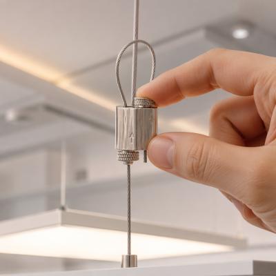 China Custom Length Looping Gripper Systems Precision CNC Hardware Self-Locking Cable Looping Gripper 3.5-5.0mm 200kg / 440lbs Polished Nickel High Security Wire Rope Clamp for sale
