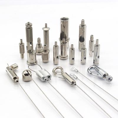 China 90 Degree Side Exit Suspension Cable Gripper 304 Stainless Steel Angle Wire Rope Lock for T Grid Ceiling LED Panel Light for sale