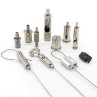 China 90 Degree Side Exit Suspension Cable Gripper 304 Stainless Steel Angle Wire Rope Lock for T Grid Ceiling LED Panel Light for sale