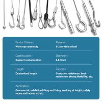 China Stainless Steel Safety Wire Rope Sling Lanyard with Double Snap Hook Ends for sale