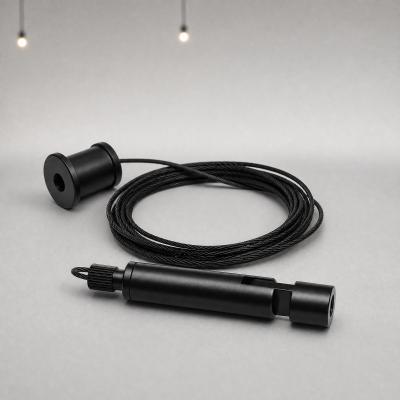 China Black Vibration Absorbing Cable Suspension Kit with Damping Spring & Stainless Steel Wire Rope Gripper for LED Panel Light for sale