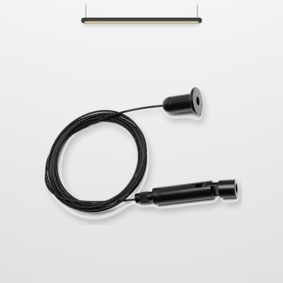 China Black SUS304 Stainless Steel Wire Rope Suspension Kit Adjustable Cable Gripper Ceiling Light Hanging Set for sale