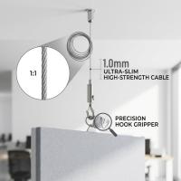 China 1.0mm Ultra Slim Steel Wire Rope Cable Suspension Kit Acoustic Board Hanging Set with Mini Hook Gripper for sale