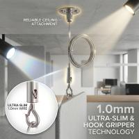 China 1.0mm Ultra Slim Steel Wire Rope Cable Suspension Kit Acoustic Board Hanging Set with Mini Hook Gripper for sale