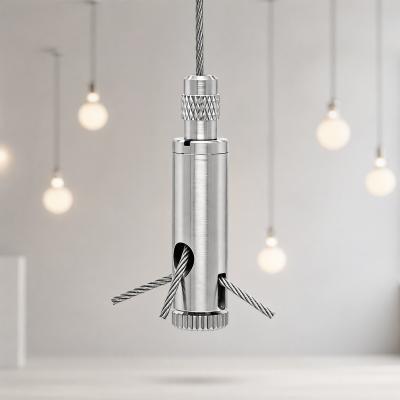 China Suspension Cable Gripper M5 Chrome Plated Brass Multi Entry Pendant Light Clamp for sale