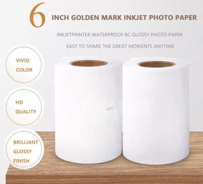 China Golden Mark 6 inch 152mm 50m 240g Waterproof RC Glossy Inkjet Photo Paper for Fuji Dry Printer for sale